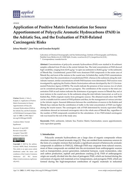 Pdf Application Of Positive Matrix Factorization For Source