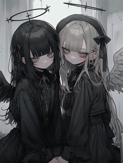 Pinterest【2024】 病みかわいい イラスト ペア画 かわいい 病みかわいい