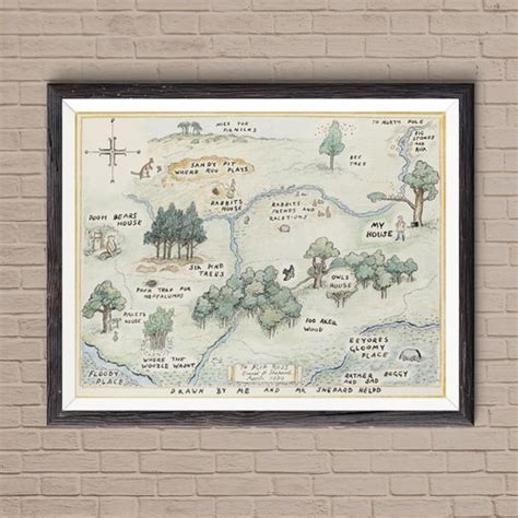 Classic Winnie The Pooh 100 Acre Woods Map For Nursery Decor Etsy