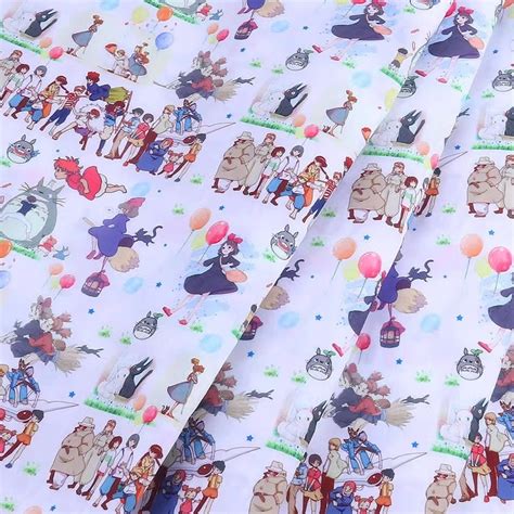 Japanese Anime Fabric Polyester Cotton Fabric Anime Cartoon Fabric By The Half Yard Etsy