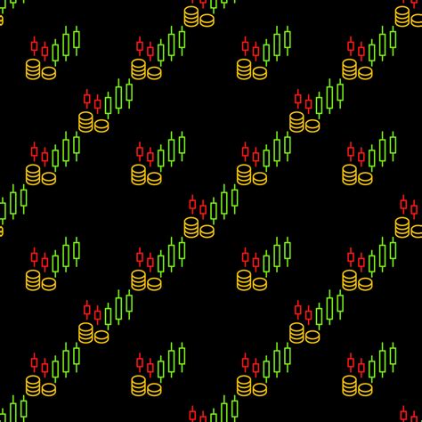 Coins With Candlestick Charts Technical Analysis Seamless Pattern In