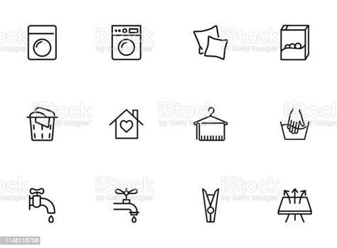 洗衣線圖示集向量圖形及更多一組物體圖片 一組物體 剪裁圖 商標 Istock