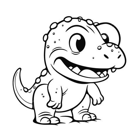 귀여운 얼굴 윤곽 스케치 드로잉이 있는 만화 일러스트 공룡 색칠 페이지 벡터 만화 일러스트 벡터 일러스트 색칠 일러스트 Png 일러스트 및 벡터 에 대한 무료