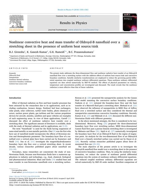 Pdf Nonlinear Convective Heat And Mass Transfer Of Oldroyd B