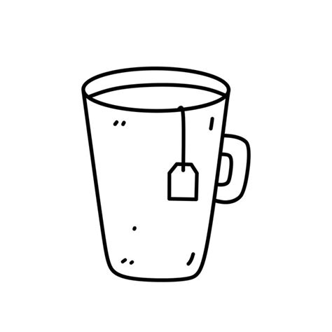 Süße Tasse Tee Isoliert Auf Weißem Hintergrund Handgezeichnete
