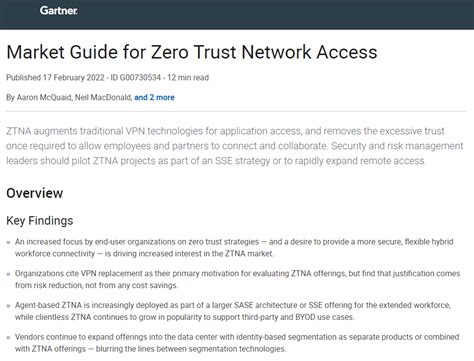 Gartner Market Guide For Zero Trust Network Access