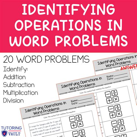 Identifying Operations In Word Problems All Operations Word Problems Subtraction Word