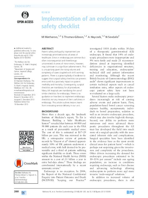 Pdf Implementation Of An Endoscopy Safety Checklist