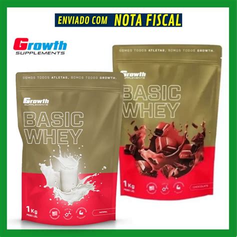 Whey Protein Growth 1kg Basic Whey Original Vários Sabores Shopee