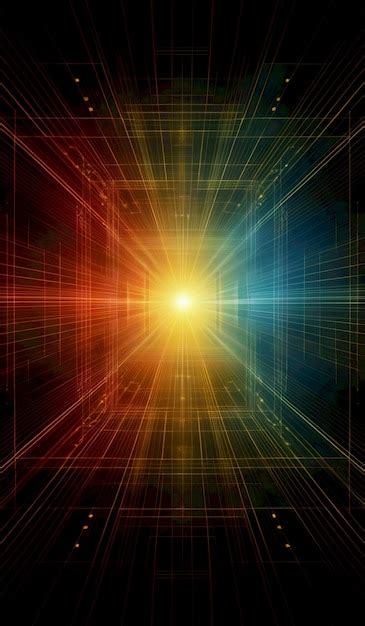 Concentric Circles Glowing Light Dark Background Circuitry Premium Ai Generated Image