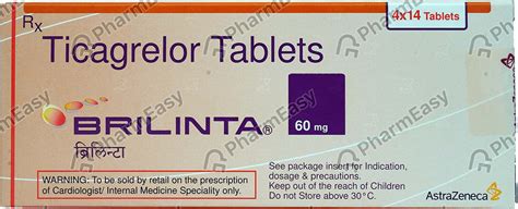 Brilinta 60 Mg Tablet 14 Uses Side Effects Price And Dosage Pharmeasy