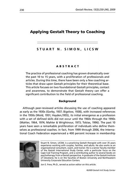 Applying Gestalt Theory To Coaching Gestalt International Study