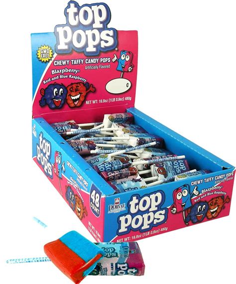 Top Pops Chewy Taffy Lollipops Blazpberry Strawberry Watermelon 16 9 Oz