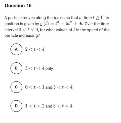 Solved Question 15 A Particle Moves Along The Y Axis So That