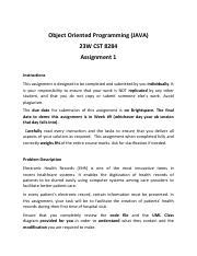 Object Oriented Programming In JAVA EHR Assignment Course Hero