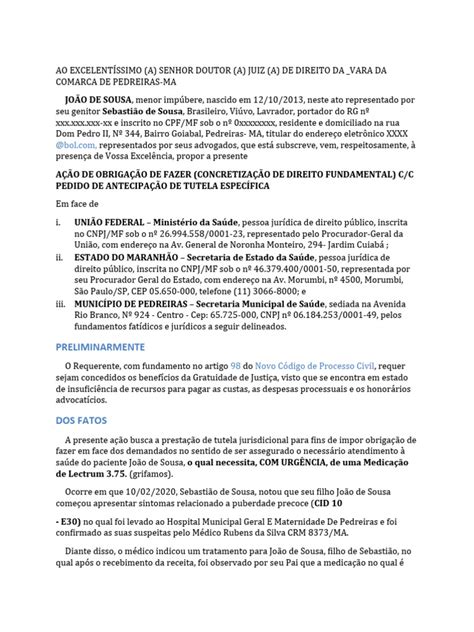 Peticao Inicial Pdf Justiça Crime E Violência