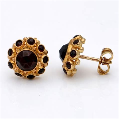 14 Kt Gold Earrings Garnet Catawiki