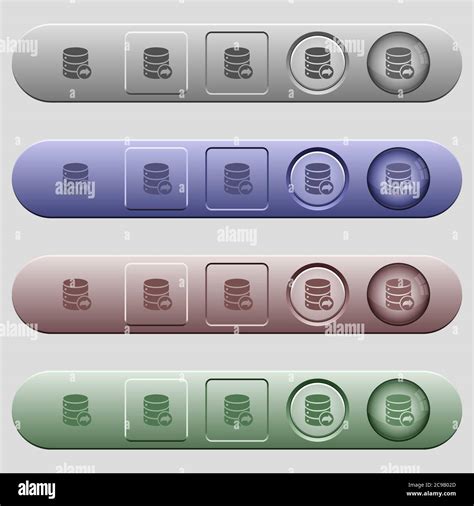 Database Transaction Commit Icons On Rounded Horizontal Menu Bars In Different Colors And Button