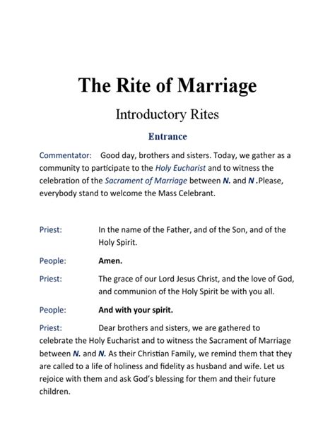 The Rite Of Marriage Pdf Eucharist Sacraments