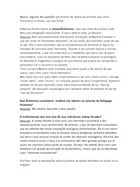 Aula 1 Feminismosnobrasil Pdf Feminismo Estudos De Gênero