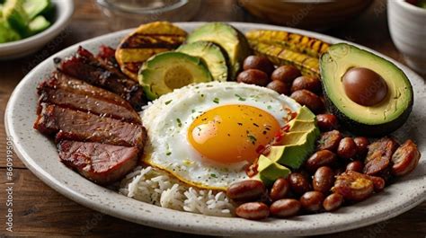 Colombian Food Bandeja Paisa Typical Dish At The Antioquia Region Of