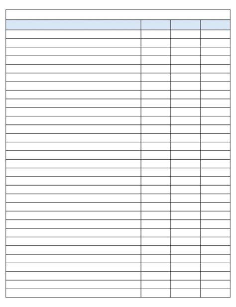 Printable 4 Column Chart Template Printables Template Free