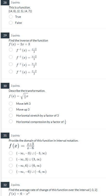 Solved Points This Is A Function True Chegg
