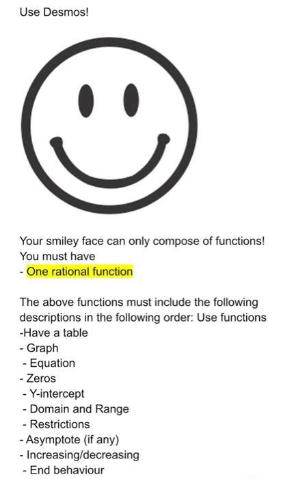 Solved Use Desmos Your Smiley Face Can Only Compose Of