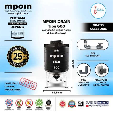 Jual Tangki Tandon Toren Air MPOIN Plus Liter Drain Kuras Shopee