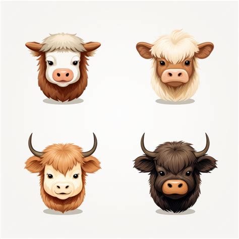 4 Cute Beef Icon Pack Minimalist 2d White Background 8k Design