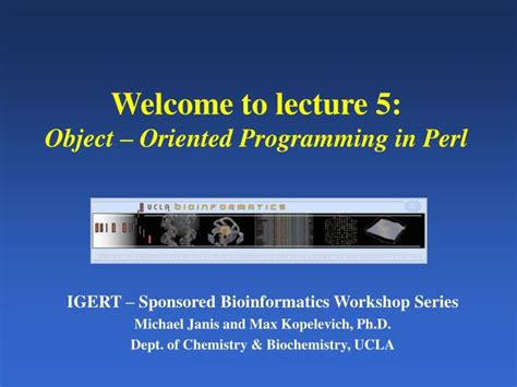 ppt welcome to lecture 5 object oriented programming in perl