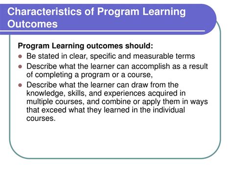 PPT Program Objectives And Learning Outcomes PowerPoint Presentation ID