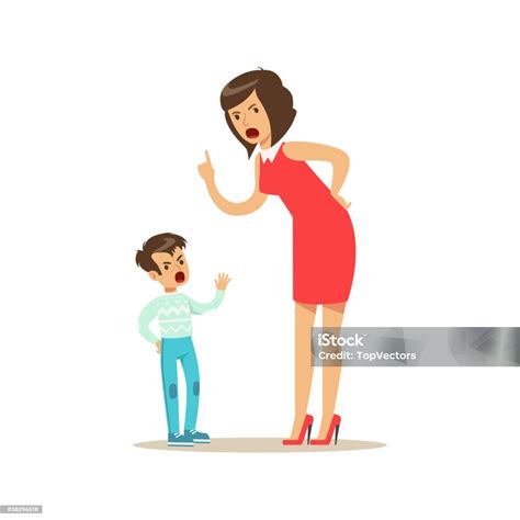 어머니는 그녀의 아들에 부정적인 감정을 개념 벡터 일러스트 레이 션 분노에 대한 스톡 벡터 아트 및 기타 이미지 분노 아이