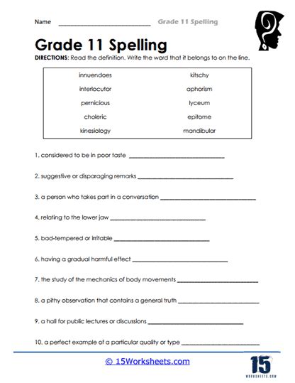 Grade 11 Spelling Worksheets 15 Worksheets Library