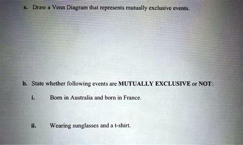 Solved Draw Venn Diagram That Represents Mutually Exclusive Events
