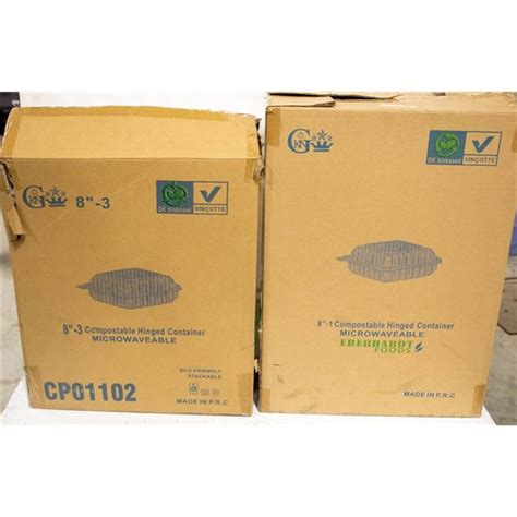 2 Boxes Of 8 1and3 Compostable Hinged Containers