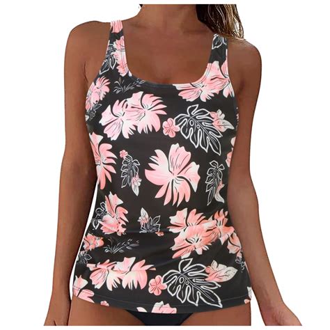 Fulorrnie Women No Bottom Modest Swimwear Tops Tankini Top Only Push Up
