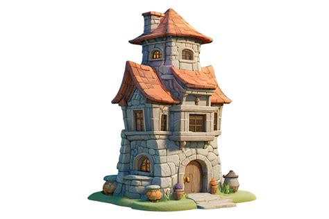 Cartoon Home Mage Tower Cattoon Background 3d Render Ai Generative