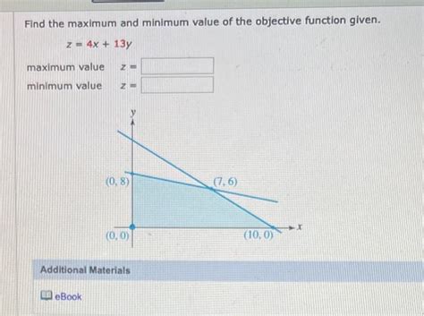 Solved Find The Maximum And Minimum Value Of The Objective