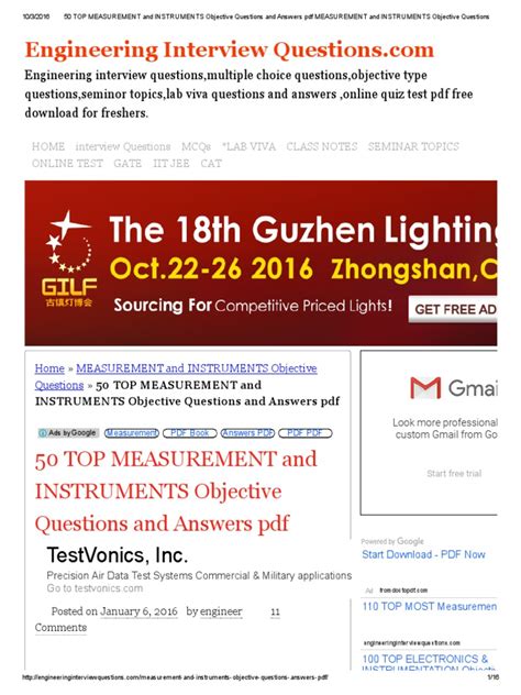 50 Top Measurement And Instruments Objective Questions And Answers Download Free Pdf