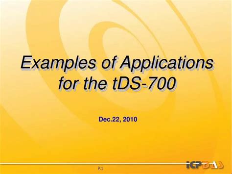 PPT - Examples of Applications for the tDS-700 PowerPoint Presentation ...