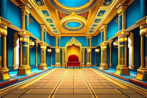 Design A Grand And Opulent Cartoon Indoor Kings Palace Background With