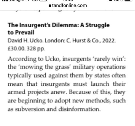 David H Ucko On Linkedin Great To See The Insurgents Dilemma Included In The Iisss Survival…