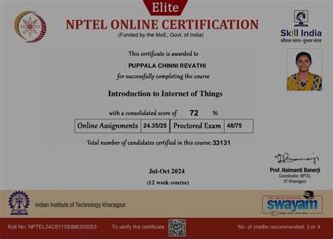 Puppala Chinni Revathi On Linkedin I Had Successfully Completed My 12 Weeks Nptel Course On