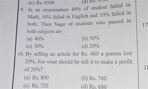 9 In An Examination 40 Of Student Failed In Math 30 Failed In English