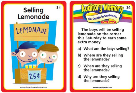 Auditory Memory For Details In Sentences Fun Stuff Educational