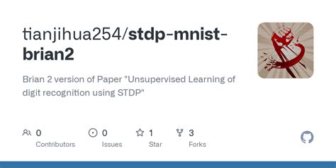 Github Tianjihua254stdp Mnist Brian2 Brian 2 Version Of Paper