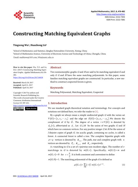 Pdf Constructing Matching Equivalent Graphs