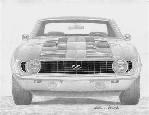 1969 Chevrolet Camaro SS CLASSIC CAR ART PRINT Mixed Media By Stephen