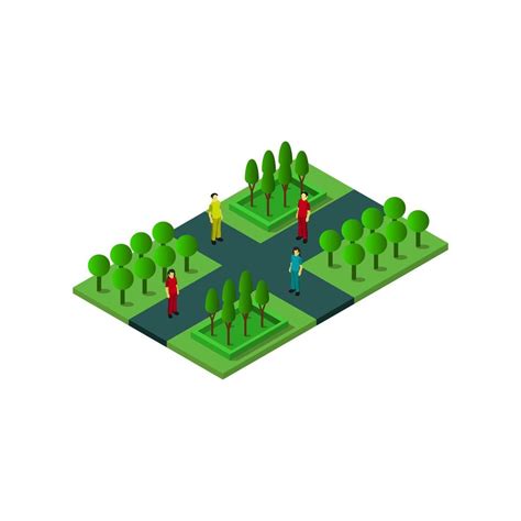 Isometric Park Illustrated On White Background Vector Art At Vecteezy